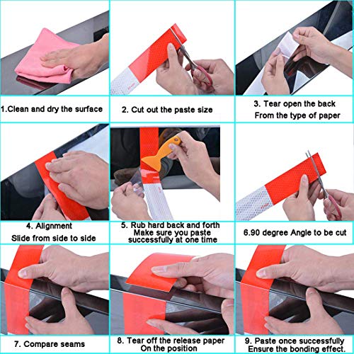 WONDER POINT 2" X 164FT DOT-C2 Reflective Tape -6" Red x 6" White Waterproof Reflector Conspicuity TapeĀ - Safety Sticker Strips for Trailers, Cars, Trucks, Warning Tape Automative Accessories