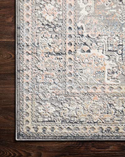 Loloi II Lucia Collection LUC-01 Accent Rug 2'-0" x 3'-0" Grey/Sunset Rectangular 0.25" Thick