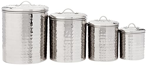 Old Dutch 4 Piece Hammered Black Pearl Canister Set