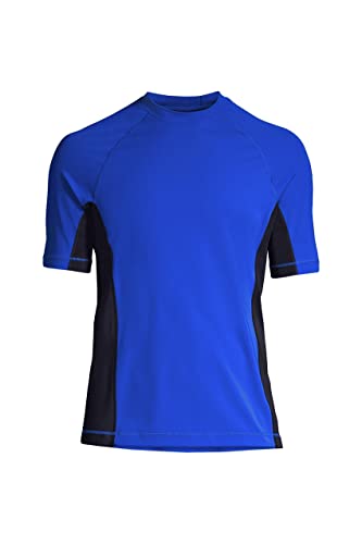 Lands' End Mens Short Sleeve Swim Tee Rash Guard Vibrant Blue Tall Large