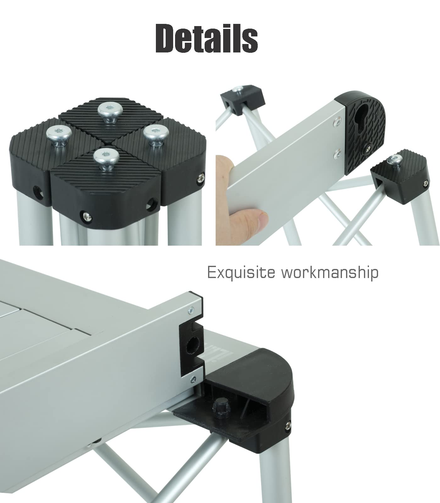 iClimb Lightweight Stable Alu. Folding Square Table Roll Up Top with Carry Bag for Camping Picnic Backyards BBQ Camp Kitchen (Nature, M)