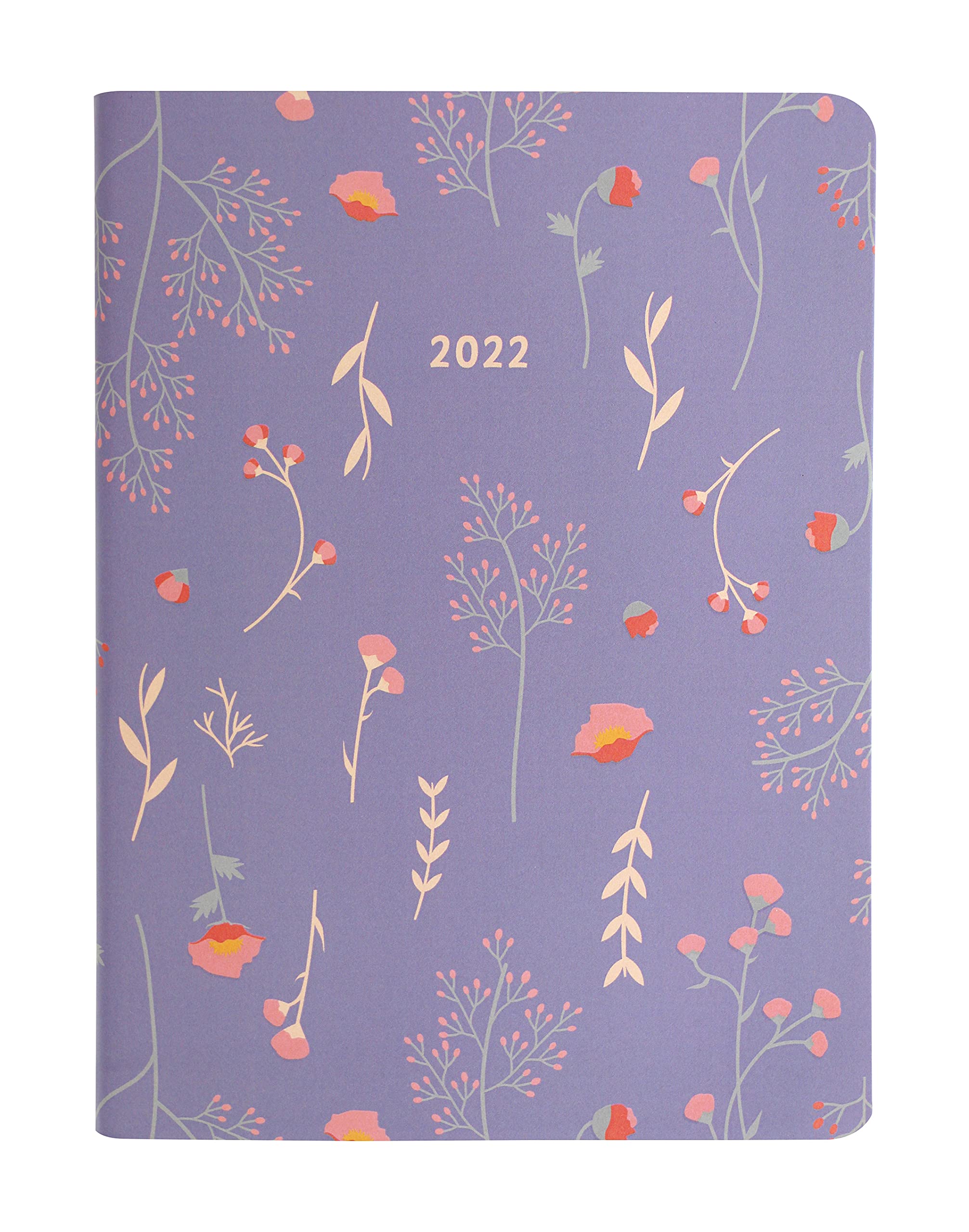 Letts of London Meadow A5 Week to View 2022 Diary - Purple, (22-082075)