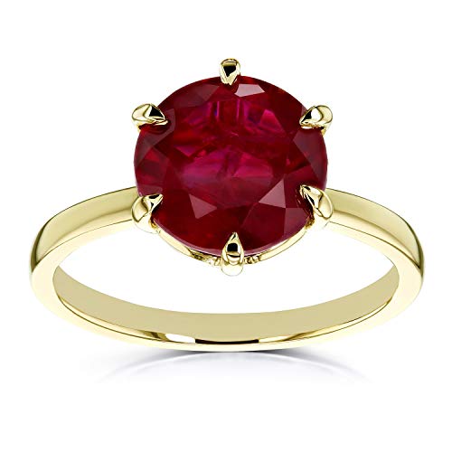 Kobelli Created Red Ruby 6-Prong Solitaire Ring 10mm 14k Yellow Gold, 8