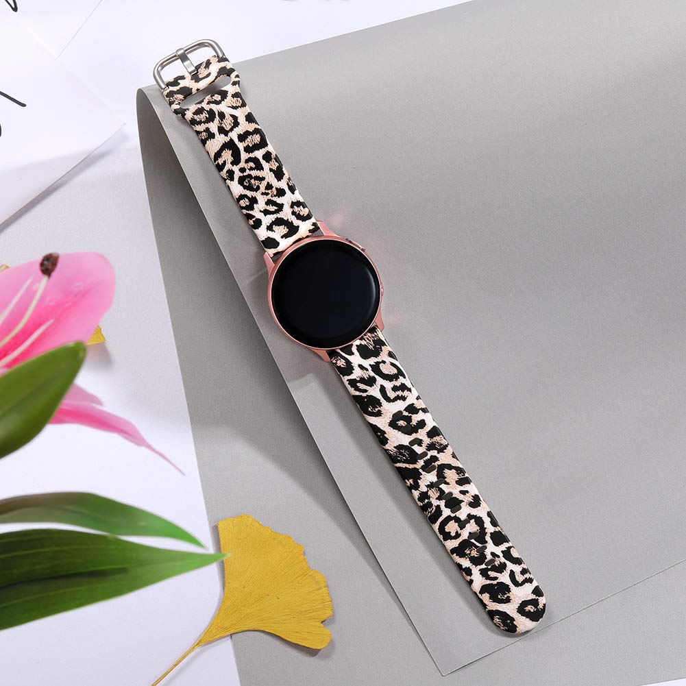 LEOMARON Bands for Samsung Galaxy Watch Active/Active 2 Bands 40mm 44mm/Galaxy Watch 42mm, 20mm Pattern Printed Fadeless Replacement Wristband for Galaxy Gear S2 Classic/Gear Sport Women, Men Leopard