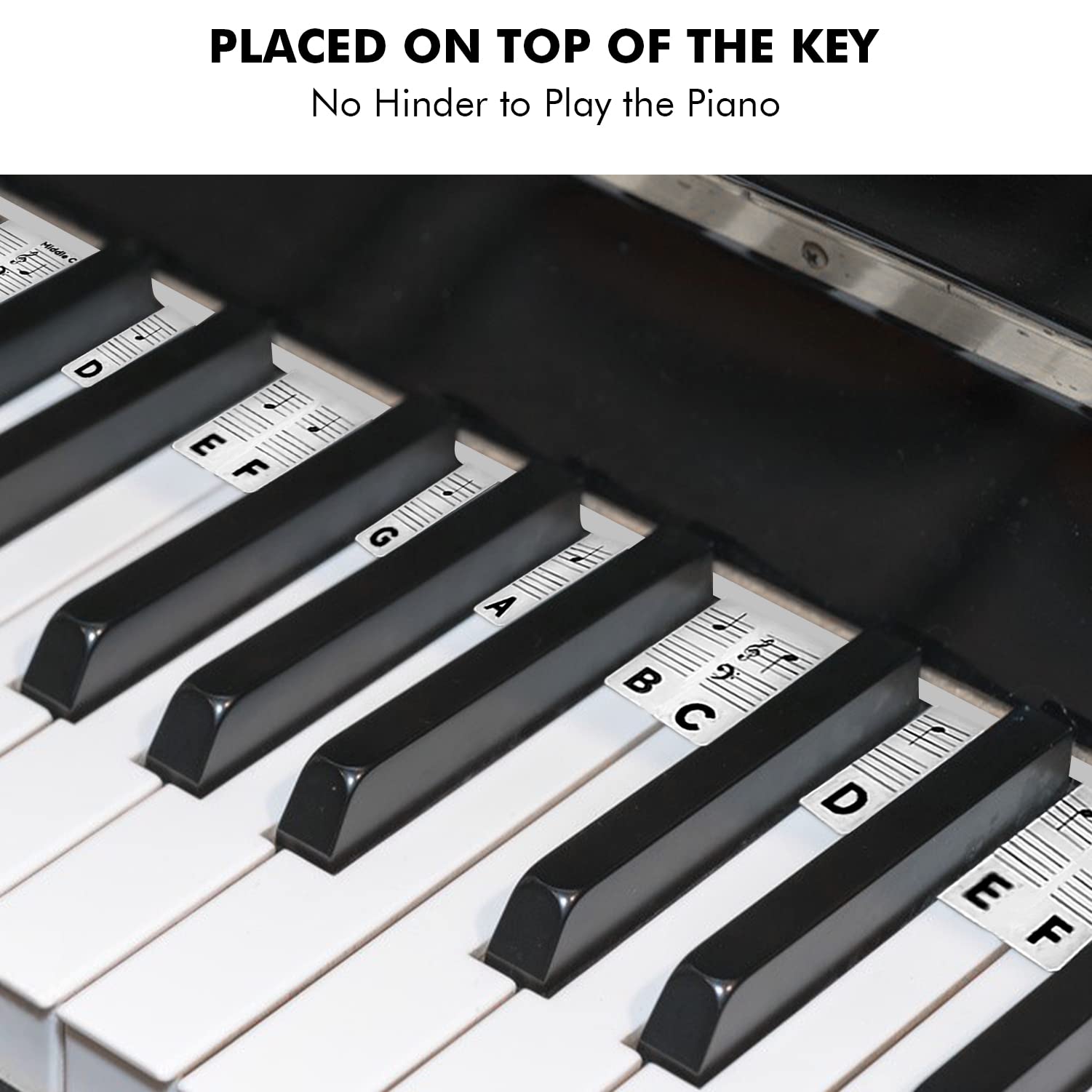 Removable Piano Keyboard Note Labels, Reusable Piano Notes Silicone Strips 88-Key Piano Music Notes Letter Label Guide Without Stickers, A Great Learning Tool for Beginner Piano Player of All Ages