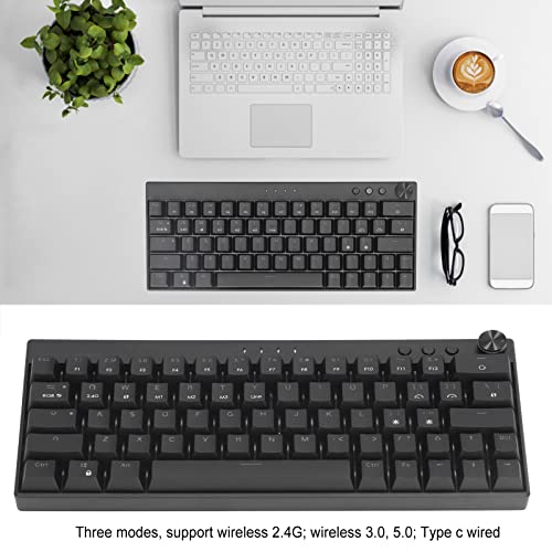 VINGVO Black Mechanical Keyboard, Type C Wired N Key Rollover RGB Mechanical Keyboard RGB Backlight with Knob for Gaming (Blue Switch)