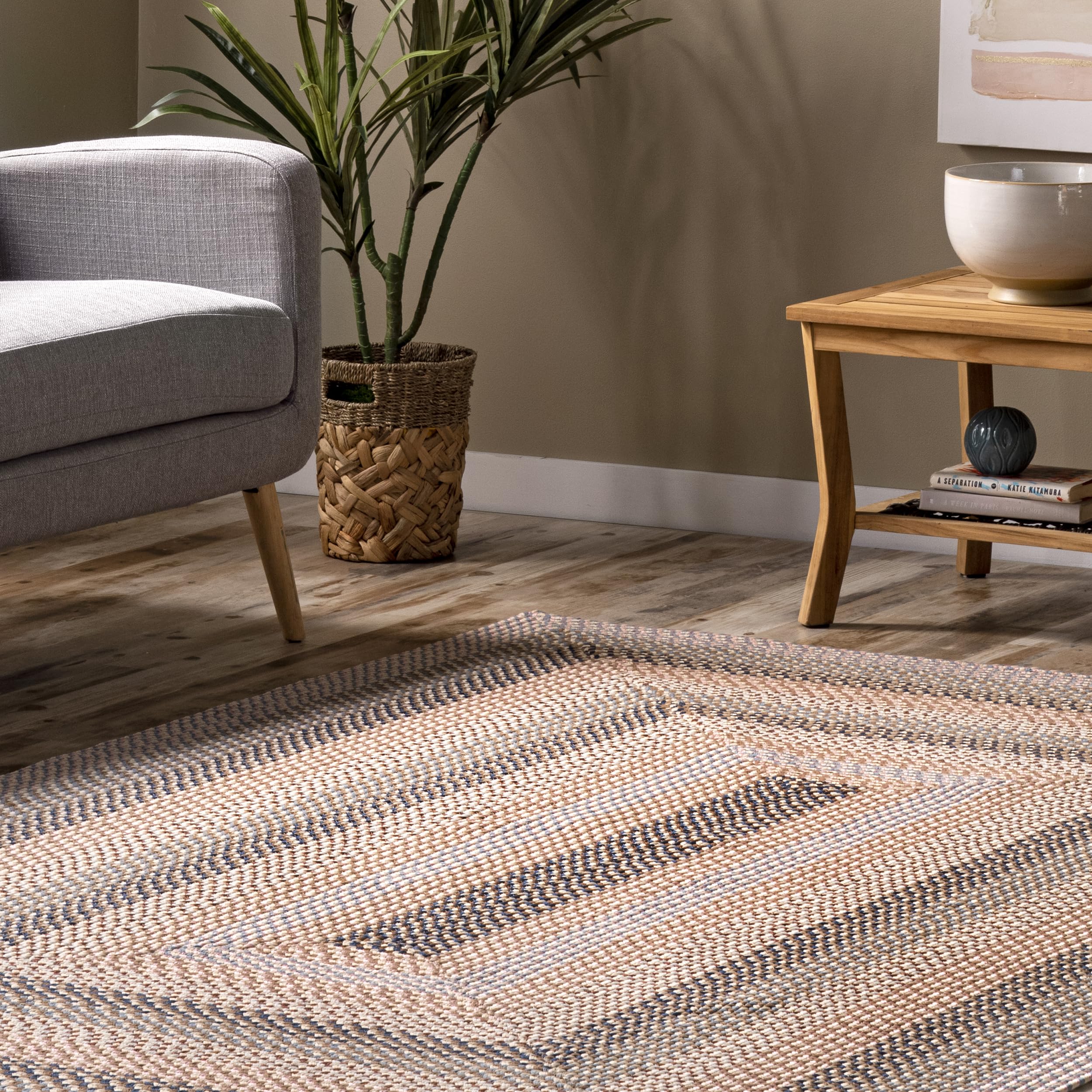 nuLOOM Gwyneth Braided Stripes Indoor/Outdoor Area Rug, 5x8, Beige Multi