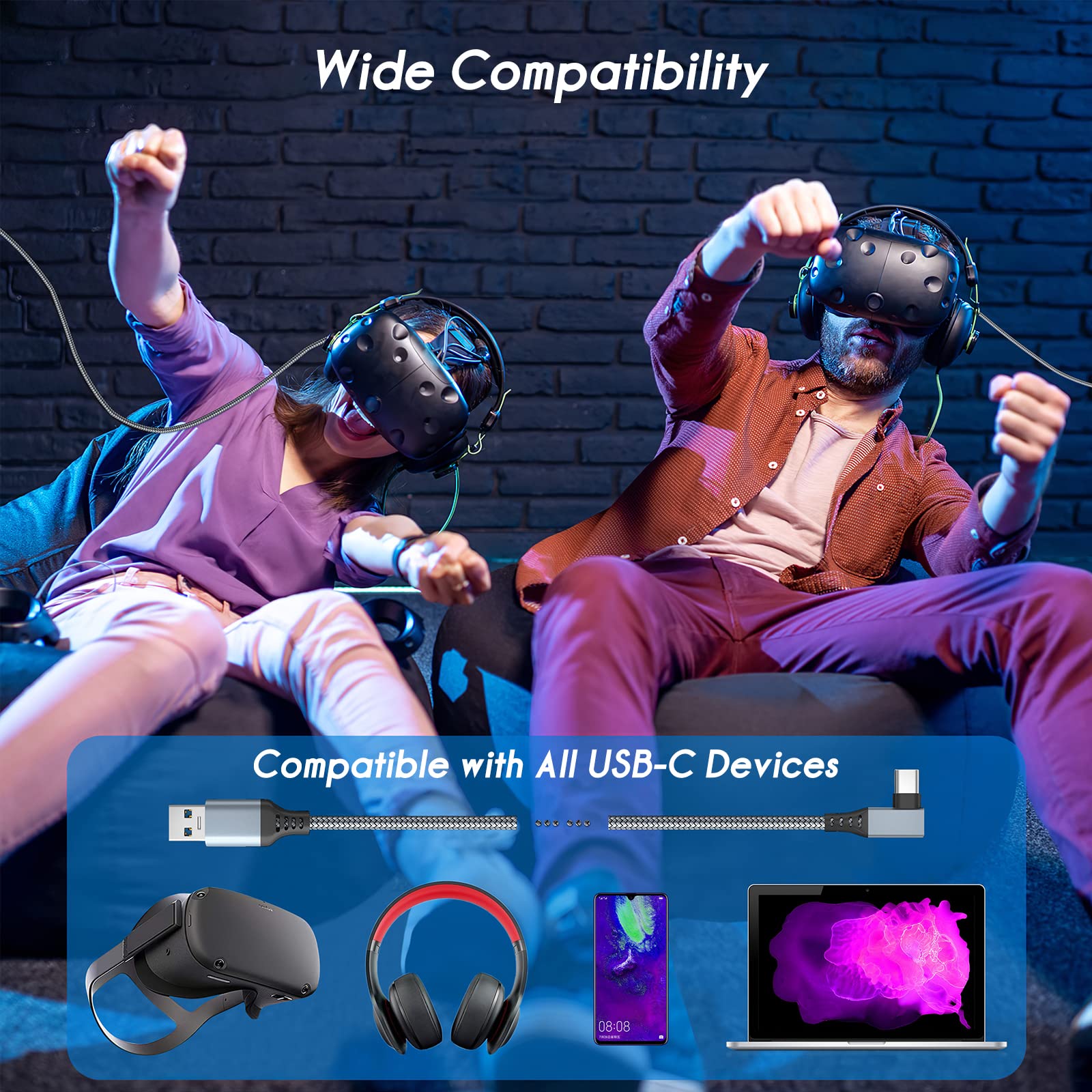Oculus Quest Link Cable 16FT, OUTWAY VR Headset Charging Cable for Oculus Quest 2/1, 5Gbps USB C 3.2 Gen1 High Speed Data Transfer & Fast Charging for Gaming PC (16FT 5M)
