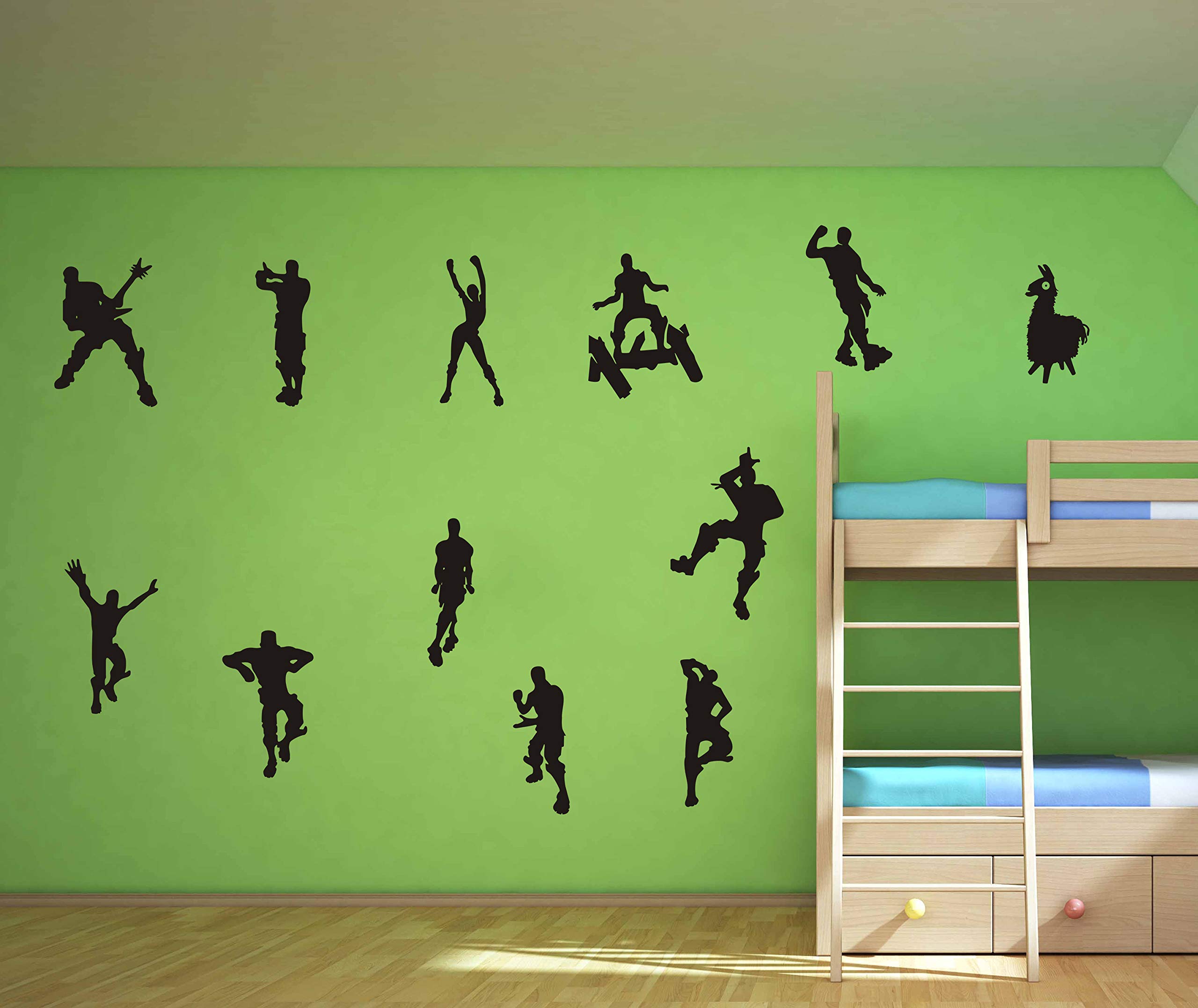 Large Game Wall Decal Poster Dancing Peel & Stick Poster Decals Floss Dancing Game Nursery Kids Room Game Stickers (Black)