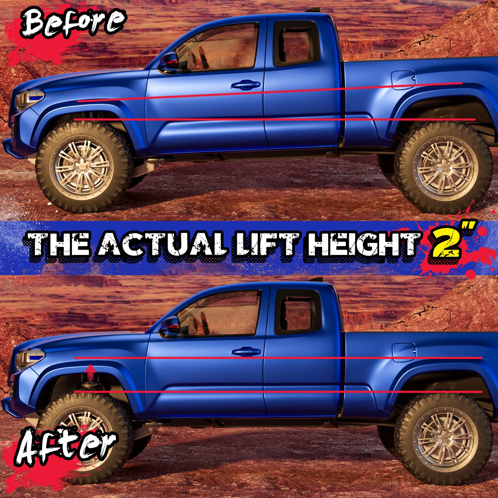 KSP 2in Level Kits for F150 2004-2023,2" Front Leveling Lift Kits Compatible with Ford Expedition 03-18,Lincoln Mark LT 2005-2008, Aluminum Forged Strut Spacers Raise the Truck 2inch(Package of 2pcs)