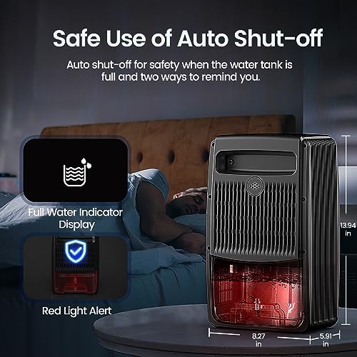 raydrop Dehumidifier for Bedroom, 95 OZ Water Tank, Dehumidifier with Drain Hose for Home Basement Bathroom, Timer, Cycling 7 Color Lights, Quiet Sleep Mode, Aromatherapy, Auto Shut-Off