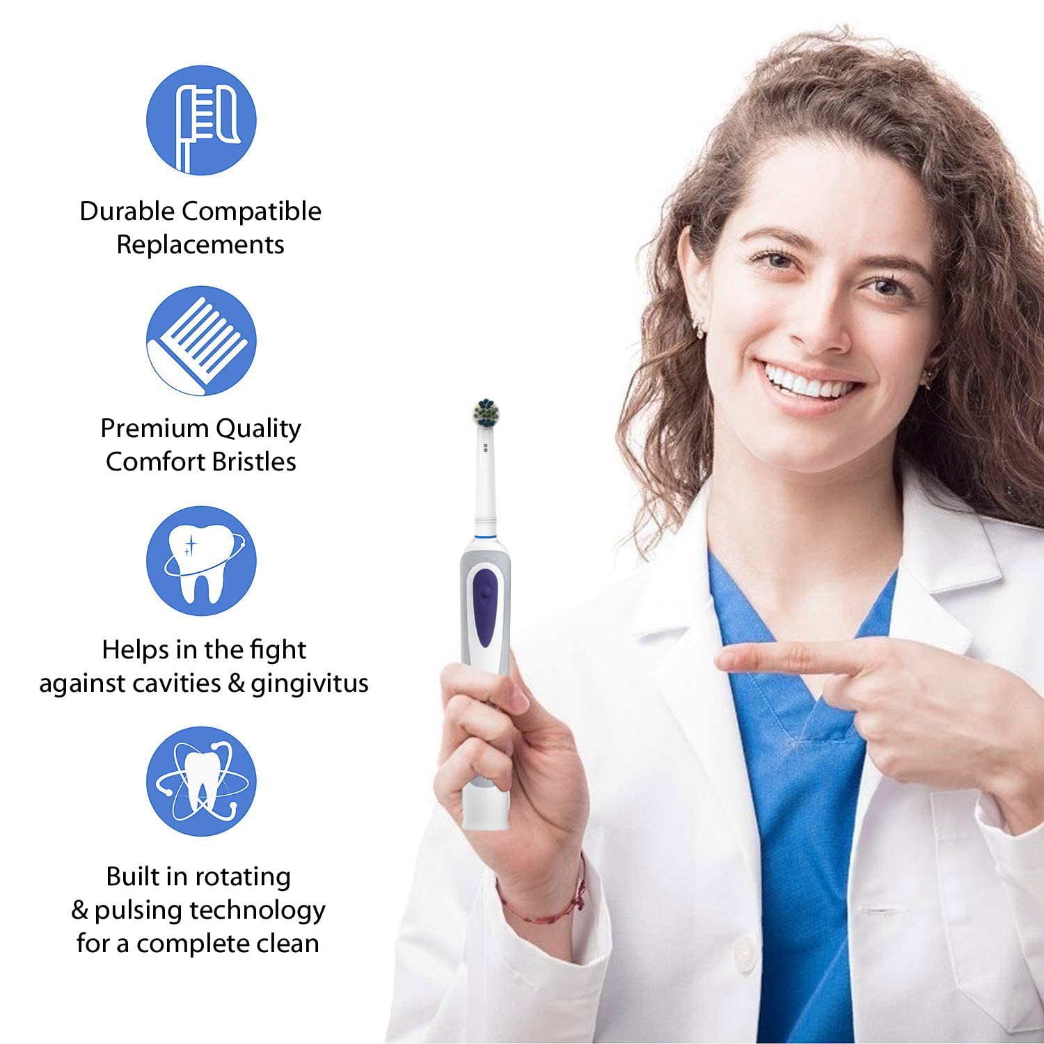 PÜRDENT Replacement Toothbrush Heads Compatible with Oral B & Braun Electric Toothbrushes ORBEB18Ax3 (12, Professional White)