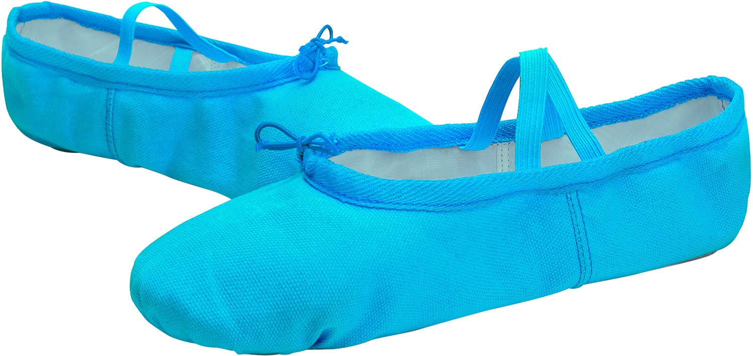 L-RUN Kids Girls Classic Canvas Practise Ballet Dancing Yoga Shoes Blue