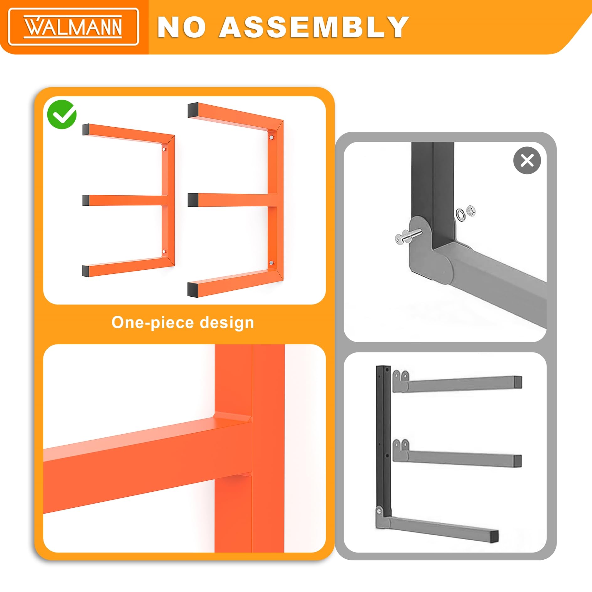 WALMANN Garage Wall Mounted Lumber Storage Rack, Overhead Heavy Duty Lumber Rack for Woodworking Shop(2 Pairs)