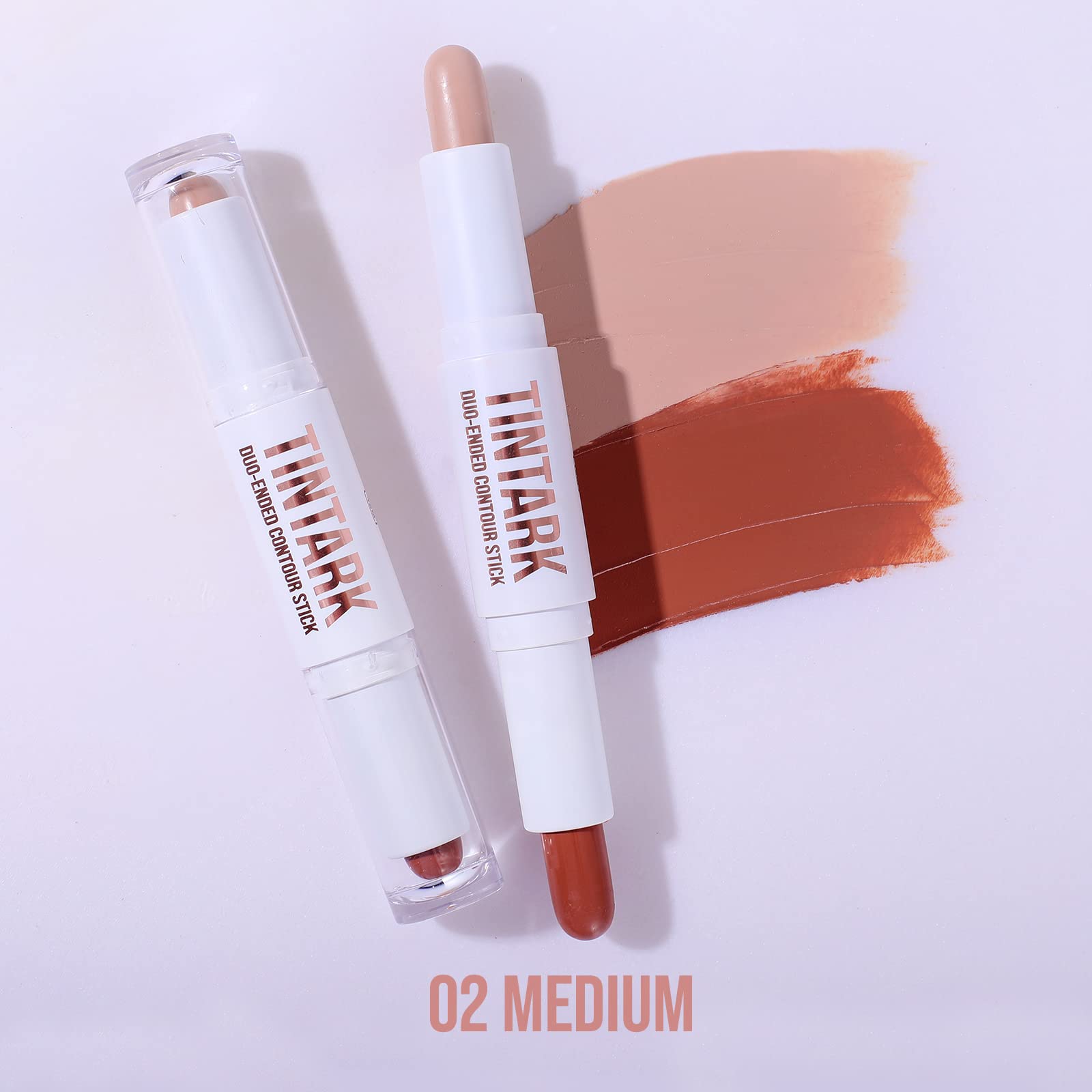 TINTARK Duo-Ended Contour Stick For Face Eyes Cheeks, Concealer Makeup, Eyeshadow Stick, Balance Foundation Stick, Bronzer Makeup Crayon, Matte Finish Contouring Stick, 2 in 1 (Medium)