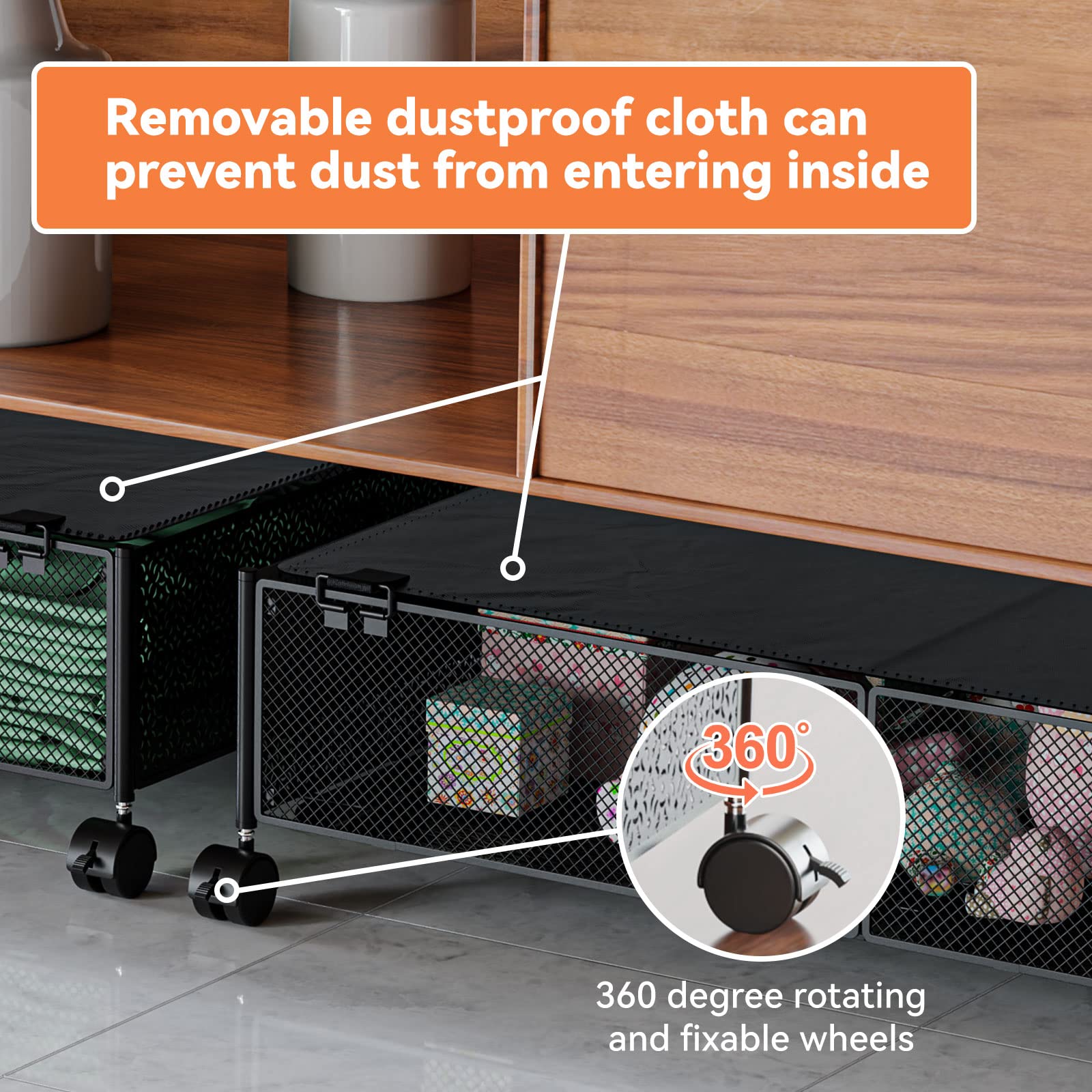 MURBONE Under Bed Storage with Wheels Containers Shoe Stor