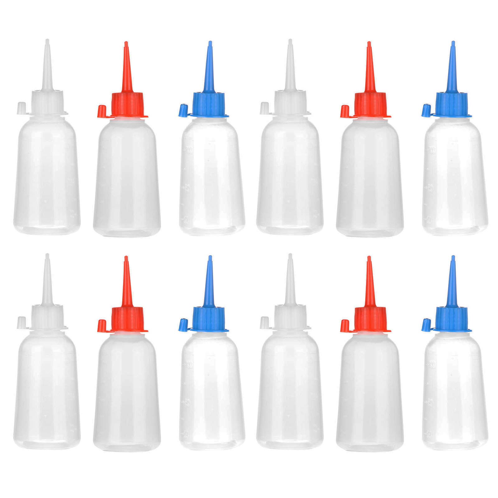 RAYNAG 100ml Clear Plastic Bottles with Applicator Tip & Attached Cap, 12 Pack Squeeze Bottles for Storing Acrylic Paint Pouring, Glue, Crafts Projects