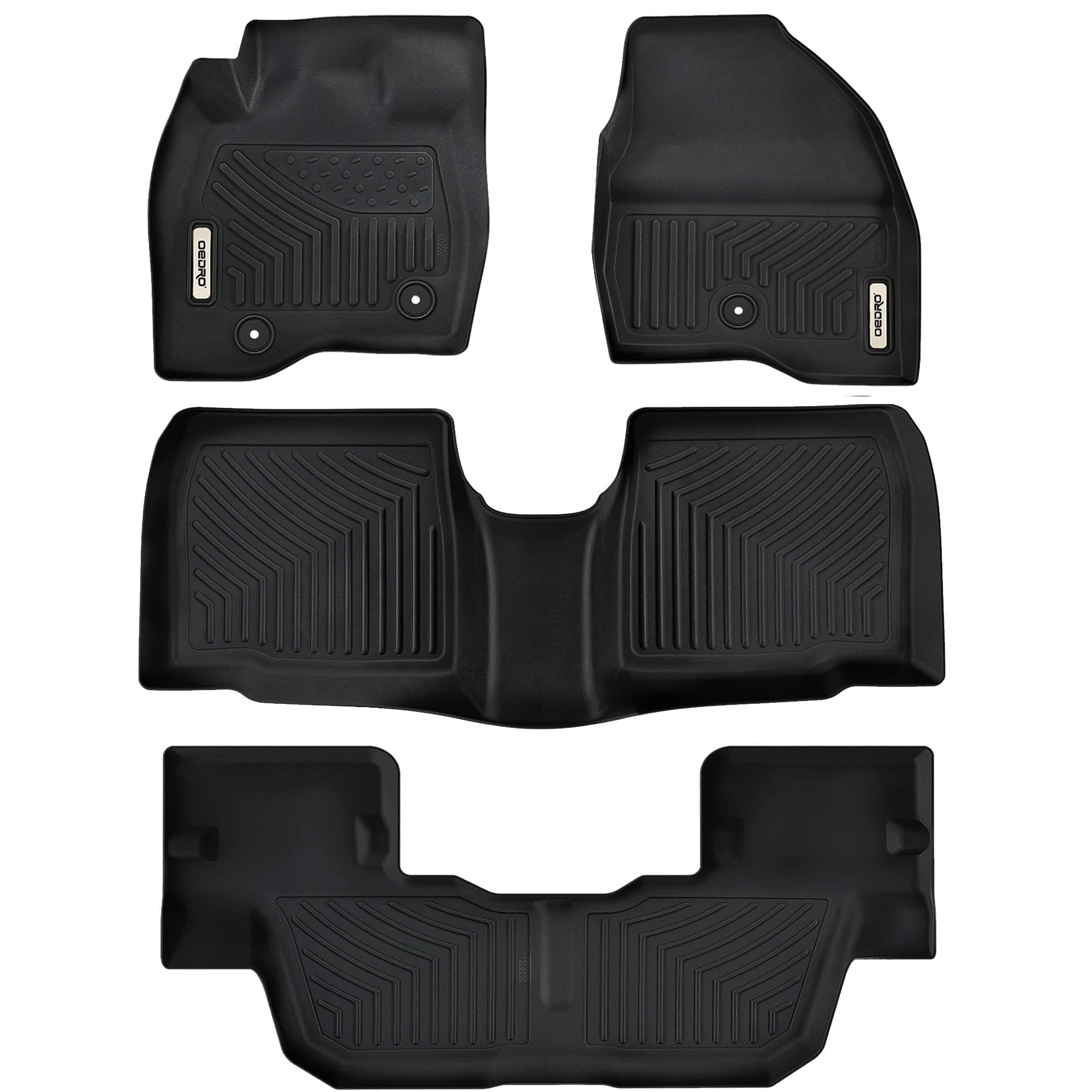 OEDRO Floor Mats Fit for 2015-2019 Ford Explorer Without 2nd Row Center Console, TPE All Weather Car Mats Accessories Includes 1st 2nd and 3rd Row Full Set Liners