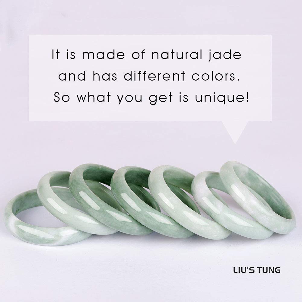 LIU'S TUNG Natural Jade Bangle Bracelet for Women Handcrafted Girls' Jade Jewelry with Gift Box (Medium Size: 60mm-62mm Inner Diameter)
