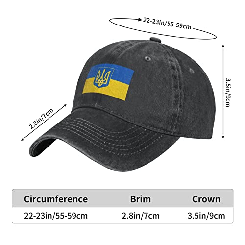 POOEDSO Flag of Ukraine Baseball Cap Cotton Vintage Cowboy Hat Adjustable Casquette Black