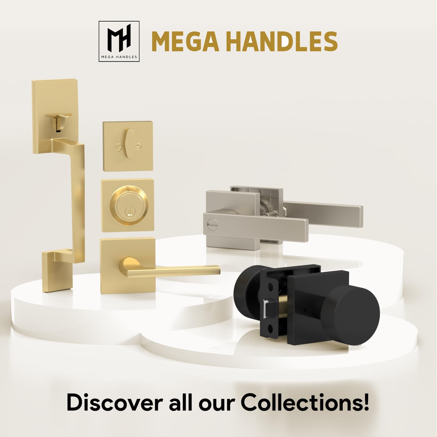 MEGA HANDLES Floor Door Stopper - Gold Door Stopper Quickly Installed Wall Protector, Wall Protectors from Door Knobs, Door Stop Floor Mount with mounting Hardware Included - Satin Brass - 2 Inch