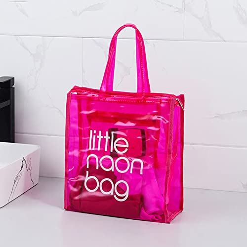 PVC Transparent Handbag Candy Color Clear Large Capacity Waterproof Shoulder Bag