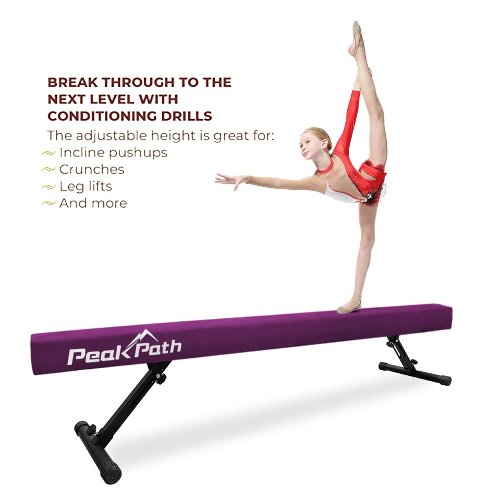 Peakpath 8FT Adjustable&Foldable Gymnastics Balance Beam,Home Gym Equipment,Easy Assembling and Storage,No Tool Require,for Kids Children Girls Training