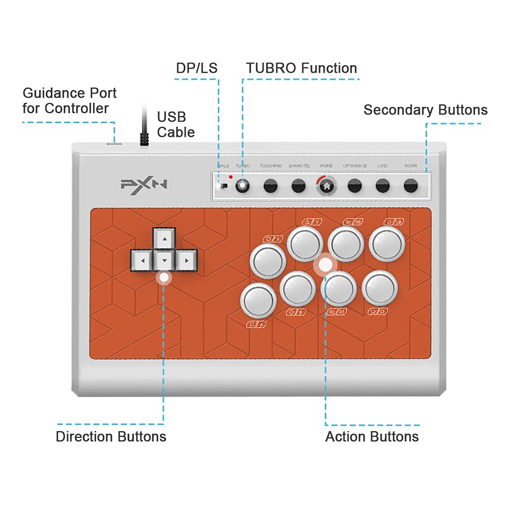 PXN Arcade Stick, X8 Fight Stick Game Controller Joystick Green Axis Mechanical Buttons USB Wired Connection for PC/PS4/PS3/Xbox Series X|S, Xbox One