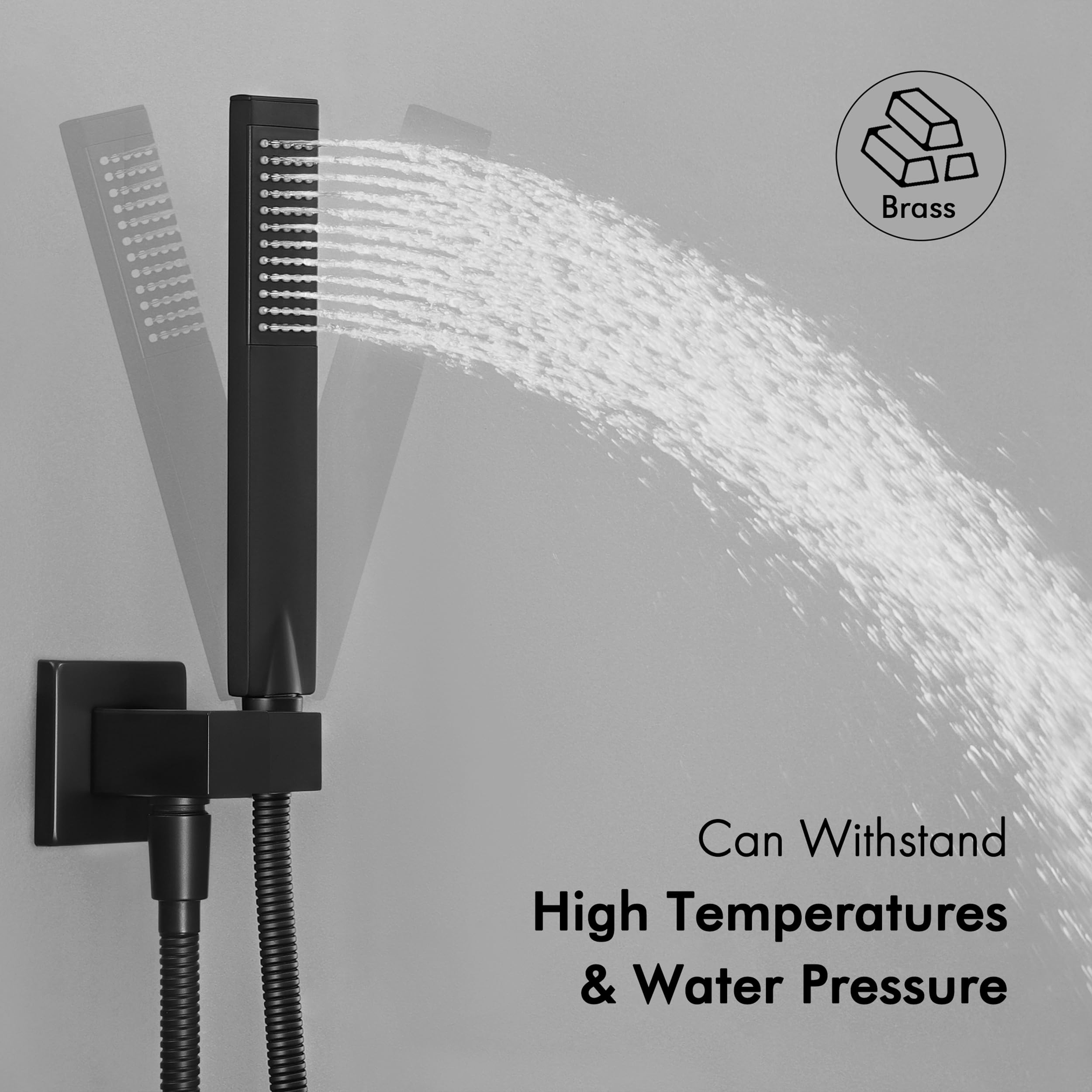 KES Ceiling Shower Head Shower System 10 Inches Rain Shower Faucet Set Shower Valve and Trim Kit Matte Black, XB6235-BK