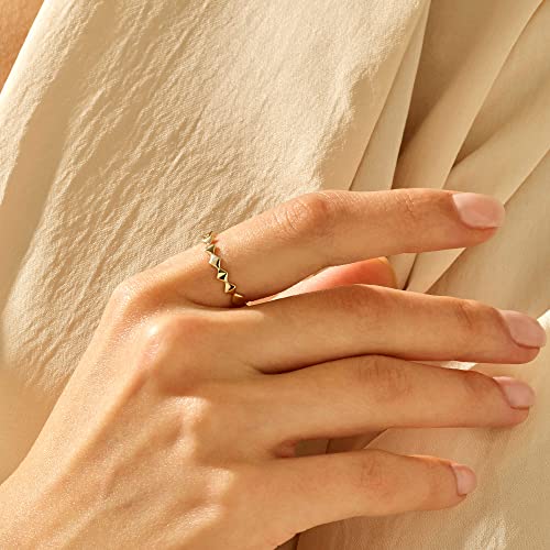Norm Jewels 14k Solid Gold Angel Ring | Eternity Wedding Band Women | Minimalist Stacking Ring | Geometric Gold Band | Stackable Ring (Yellow Gold, 8)