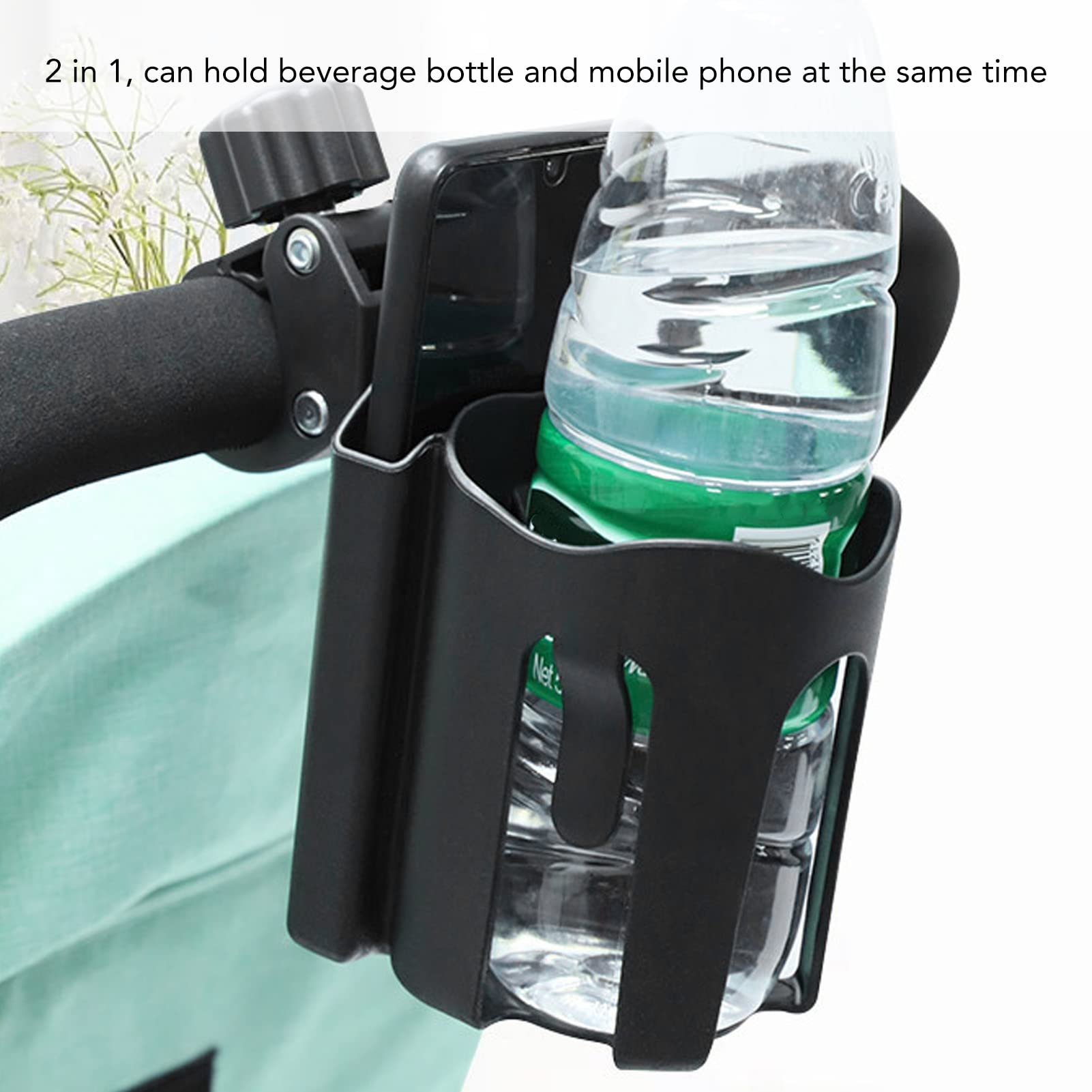 Universal Cup Holder, Stroller Cup Holder, Bike Cup Holder, Large Caliber Designed Cup Holder, Cup Drink Holder for Stroller, Bike, Wheelchair, Walker, Black