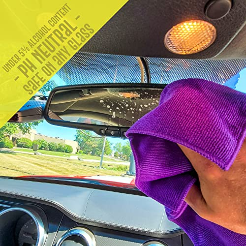 Ultra Clarity Auto Windshield & Glass Cleaning Spray Kit, 18 oz Spray & 2 Large Premium Microfiber Cloths, Safe on Tinted Windows, Touchscreen Display, Optical Grade, High Shine Streak-Free Cleaner