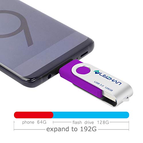 leizhan 128 gb USB 3.0 Type C Flash Drive Picture Stick Compatible with Samsung Galaxy S10+, S10e, S10,S9, Note 9, S8, S8 Plus, Purple