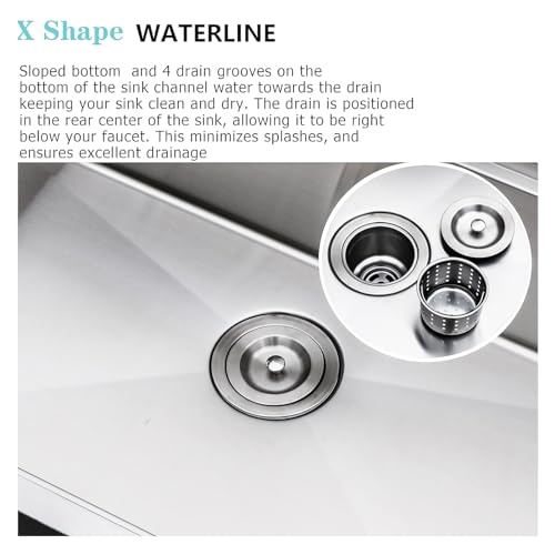 Lordear Kitchen Sink 33 Inch Drop In Kitchen Sink 33 x22 Inch Workstation Single Bowl Topmount 16 Gauge Stainless Steel 10'' Deep Handmade Kitchen Sink with Cutting Board
