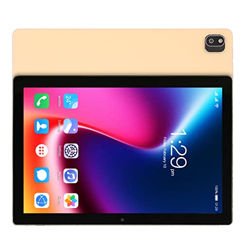 MAVIS LAVEN Tablet, 10. 1 Inch Tablet Yellow 5G WiFi 8GB 256GB Dual Speakers Octa Core Processor 100-240V 2 in 1 with Keyboard for Android 12 for Study (US Plug)