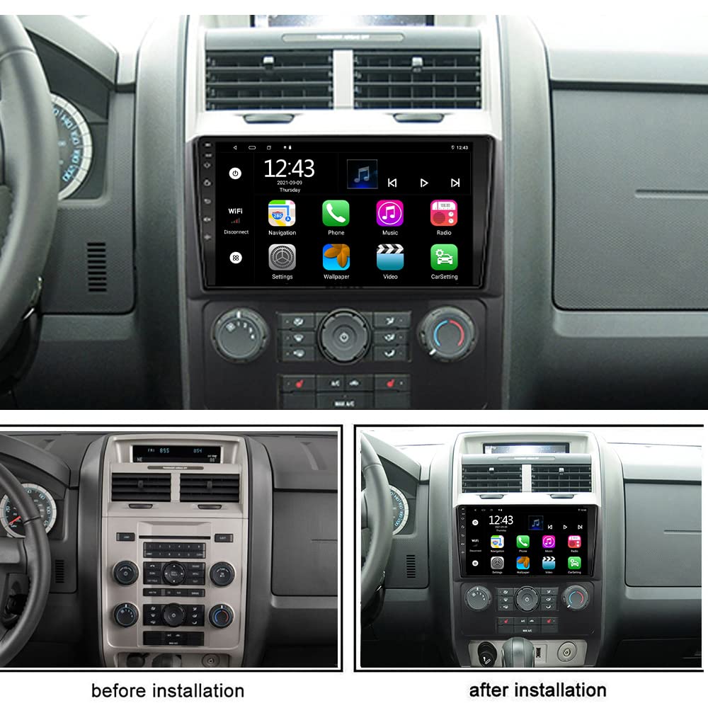 LEXXSON Android 11 System Car Radio Octa Core Head Unit, 9 inch High Definition Touch Screen Bluetooth USB Player 2G+32G NAND Memory Flash for Ford Escape 2008-2012/Mazda Tribute 2008-2012
