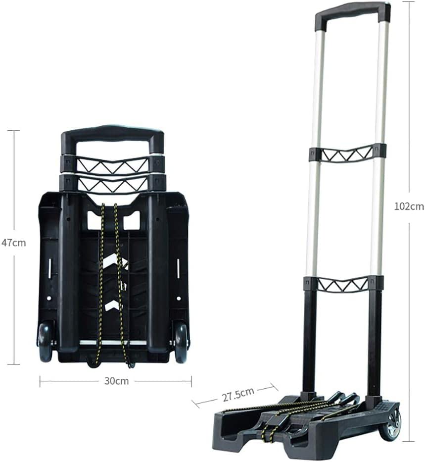 RAZZUM Large Hand Trucks,Light Hand Cart Small Mini Aluminum Luggage Cart Home Handling Pull Goods Shopping Small Trailer Folding Portable Trolleys