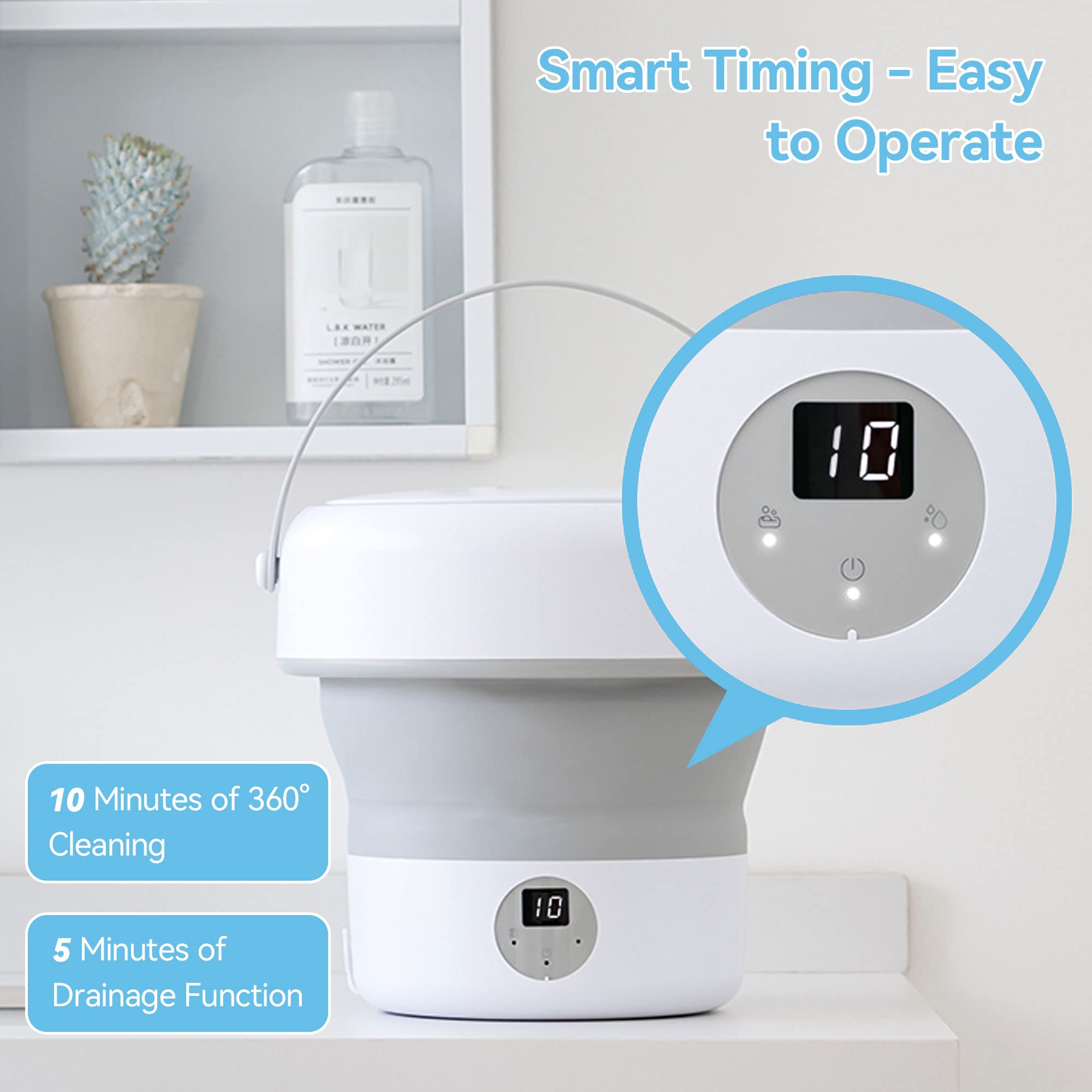 MEHIDFY Portable Washing Machine, Portable Washer, Intelligent Mini Washer, Mini Washing Machine, Underwear Washing Machine, Countertop Washing Machine, Ozone & Blue Light Deep Clean