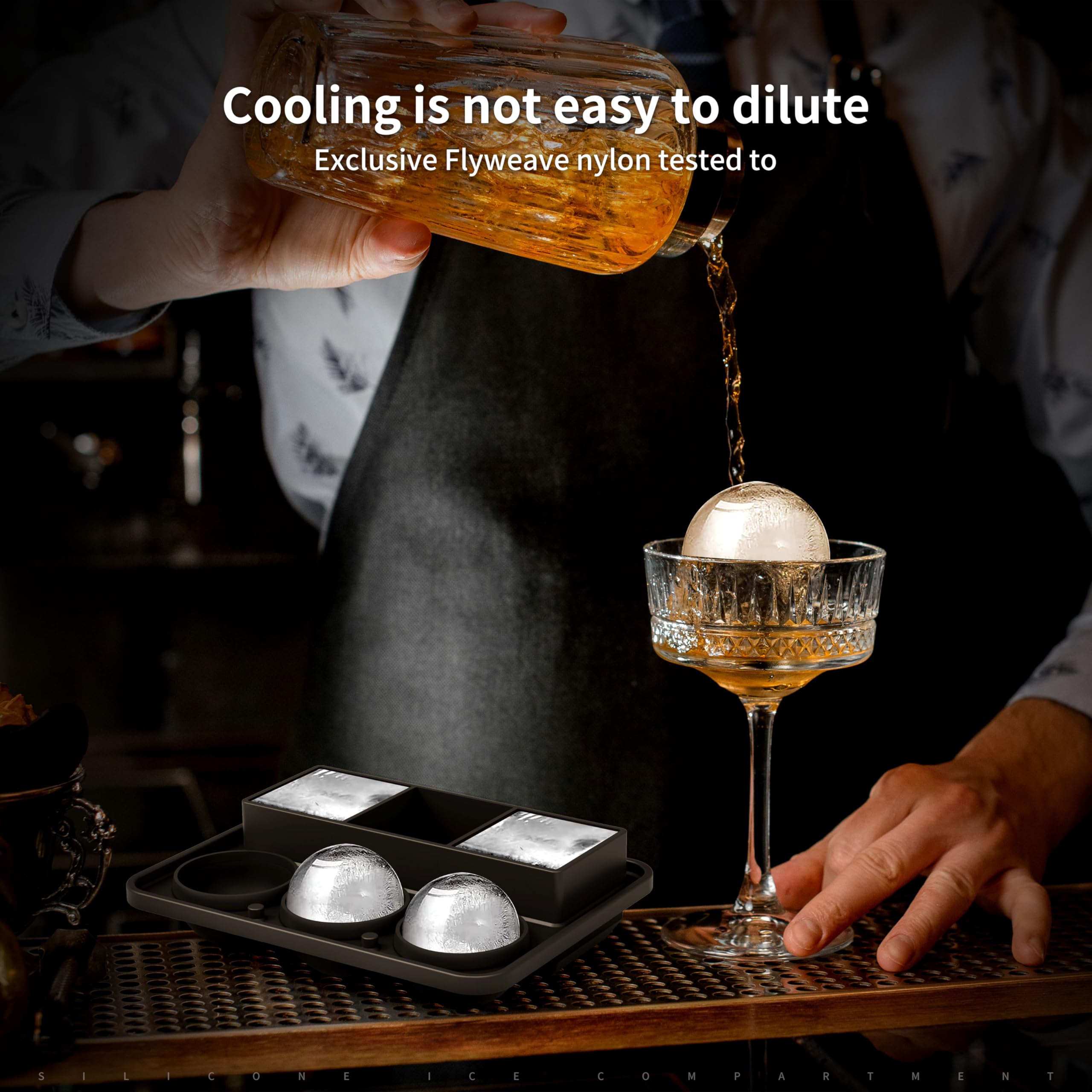 RCMo Ice Cube Tray,Square and Ball ice cubes mold,Ice Cube Tray Easy Release Slow Melting Frozen for Cocktails, Whiskey and Bourbon Drinks,BPA-Free and Reusable