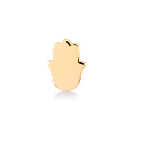 Piano Jewelry 14K Solid Gold Hand for Evil Eye Stud Piercing, Womens Gold Piercing, Gold Evil Eye Studs, Minimalist Tragus Piercing, Dainty Evil Eye Piercing