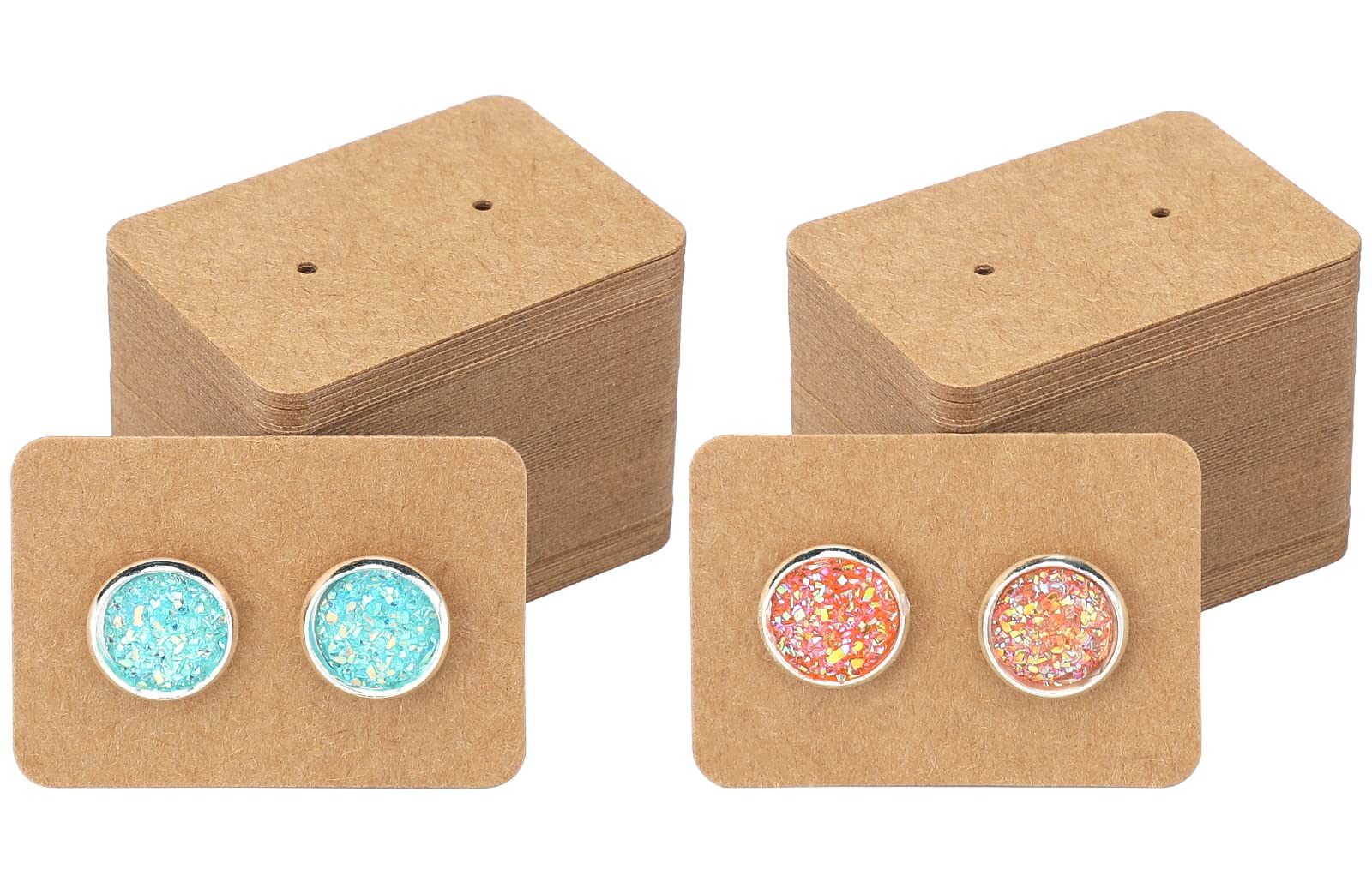 jijAcraft 200 PCS Earring Cards, Earring Display Cards, Small Blank Kraft Cardboard Ear Studs Earring Display Holder Cards for Selling, Handmade Jewelry Display & Packaging (1.1" x 1.6")