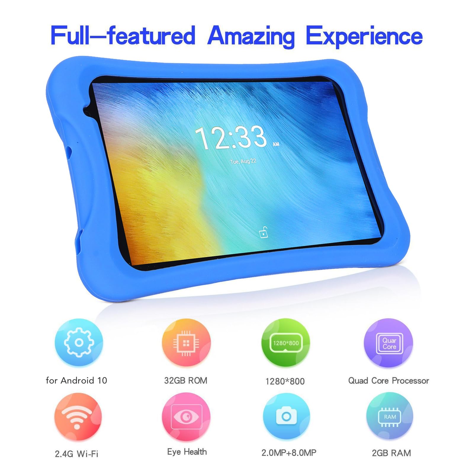 MAVIS LAVEN Tablet PC, Speakers 2GB RAM 32GB ROM 100-240V 8 Inch Tablet for Entertainment for Android 10 (US Plug)