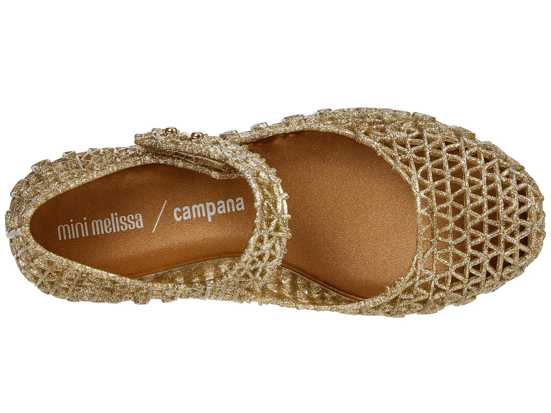 mini melissa® Campana Papel BB Toddler Shoes – Synthetic Construction – Cushioned Footbed – Round Toe Gold 6 Toddler M