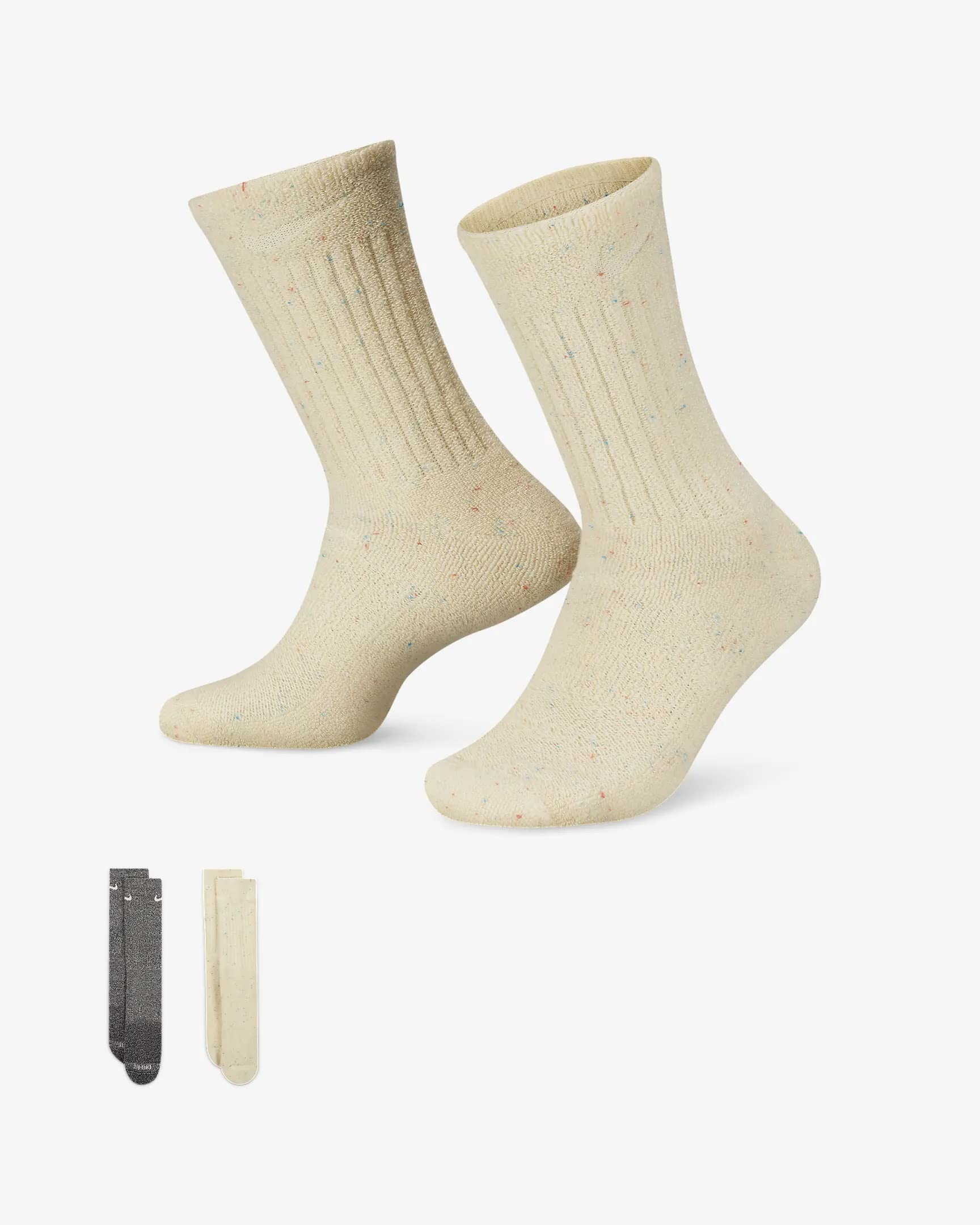 Nike Men`s Everyday Plus Cushioned Training Crew Socks 2 Pairs (Multi(DM7086-902)/C, Large)