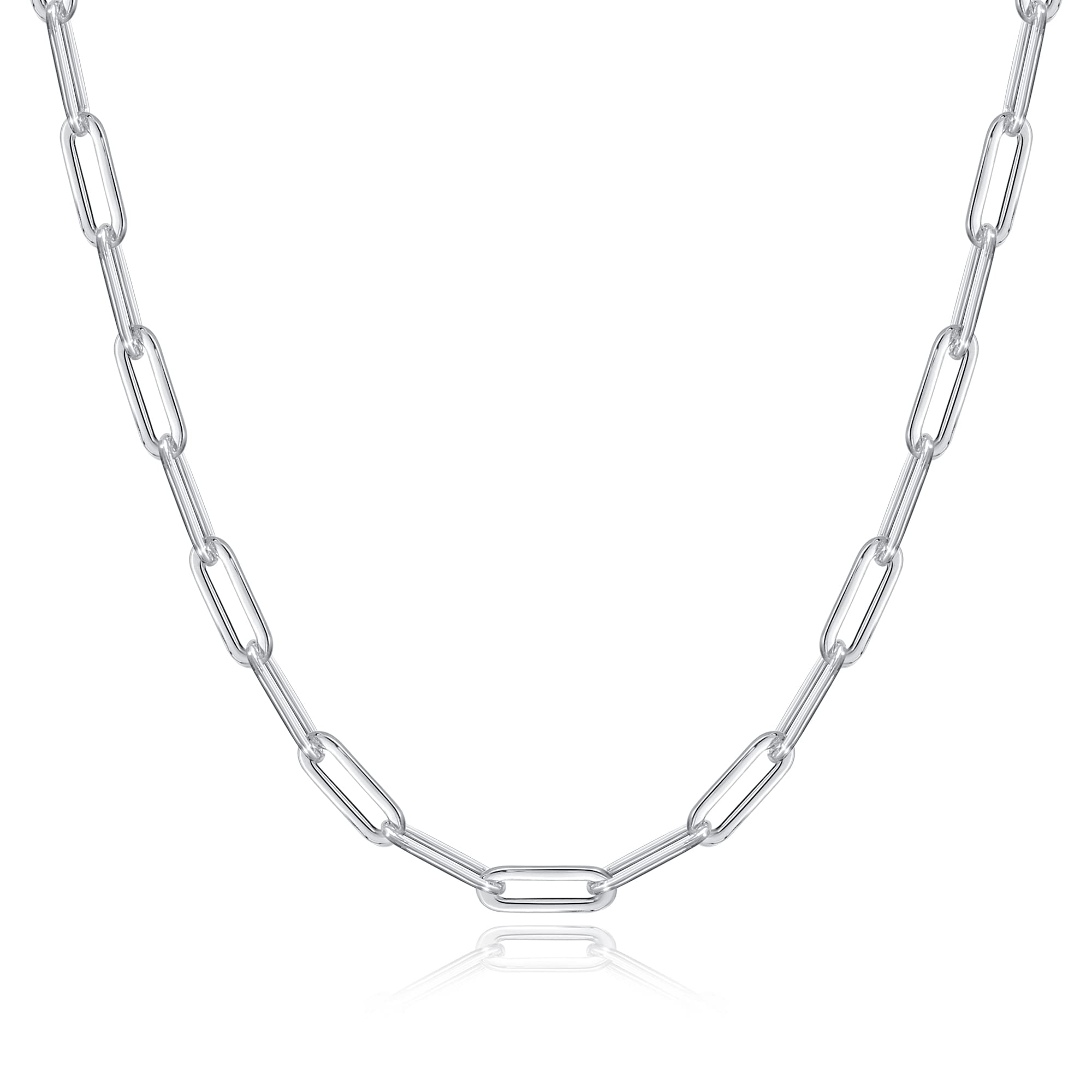 Paperclip Chain Necklace for Women 20 Inch Sterling Silver Necklace for Women 5mm Silver Paperclip Necklace Sterling Silver Chain Silver Chain Necklace for Women Sterling Silver Paperclip Necklace