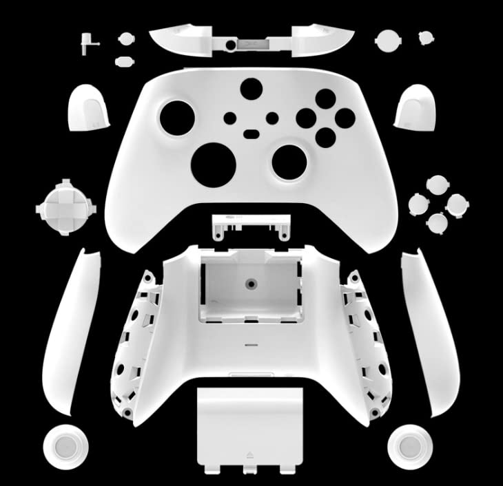 Replacement Accessories Repair Part Replacement Faceplate Shell Cover Replacement Bumpers for Xbox Series X/S Controller Protective case(White)