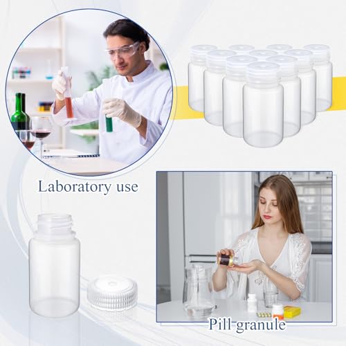 Zhehao 30 Pcs Polypropylene Wide Mouth Reagent Bottle Small Water Bottle 4 oz Plastic Bottle with Lid Empty Sealed Sample Bottle Leakproof HDPE Bottle Container for Lab Classroom Home (Clear)