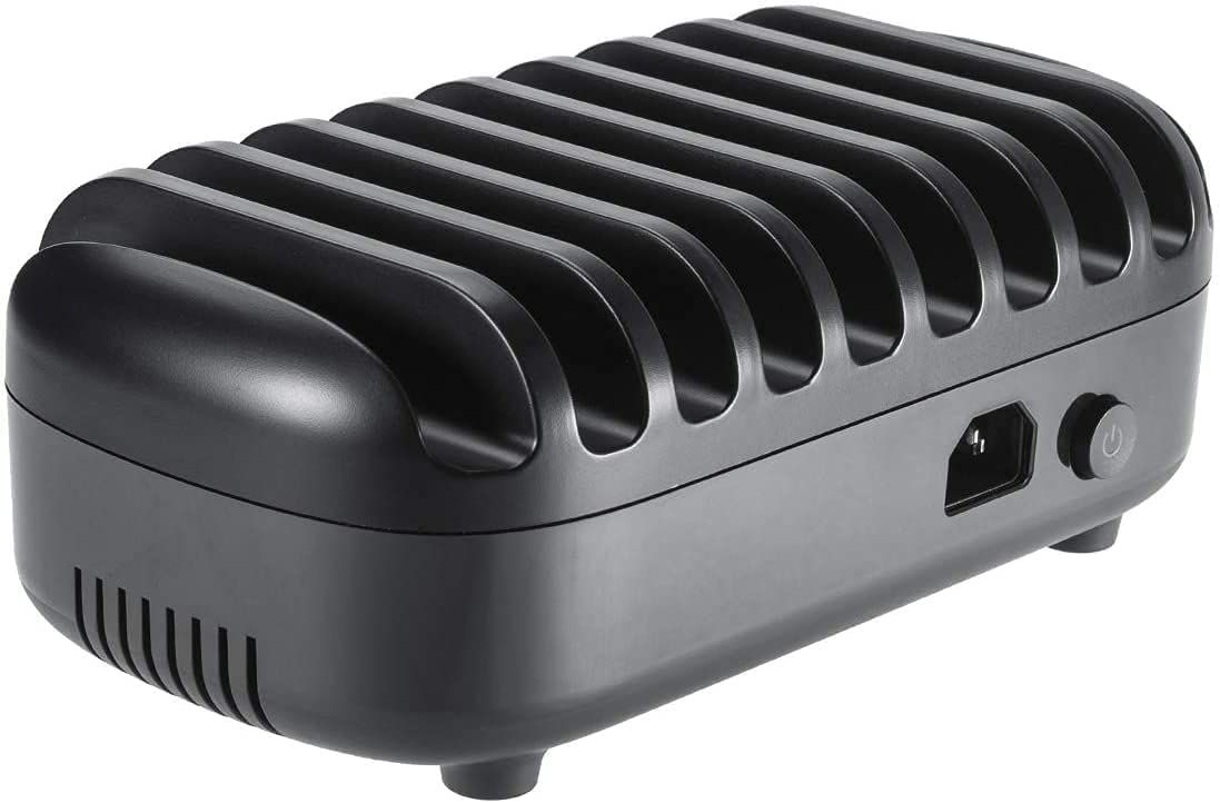 ORICO 120W 10 Port Charging Station for Multiple Devices 10 Ports Smart USB Charging Docking Organizer with Cooling Fan Compatible for iPhone, iPads, Samsung, Android Phone and Tablets