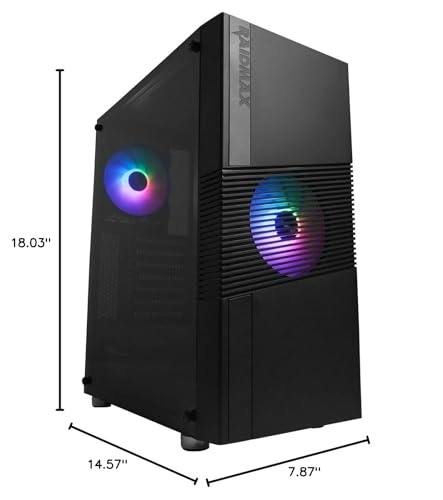 Raidmax Meshian X Seies Mesh Front Intake High Airflow Design, Pre-installed 4X 140mm ARGB and 1x 120mm ARGB Fans, Tempered Glass, Support 4090 GPU and 360mm Water Cooler (H704, Black)
