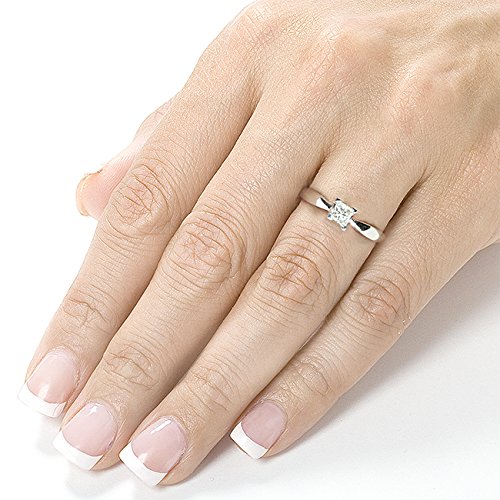 Kobelli Diamond Solitaire Engagement Ring 1/4 Carat (ctw) in 14k White Gold, Size 6, White Gold